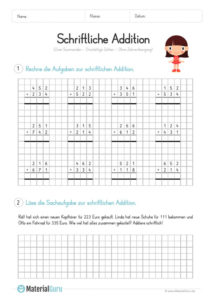 Schriftliche Addition - MaterialGuru