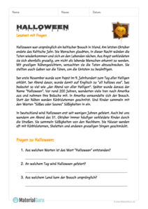 Halloween - Kostenlose Arbeitsblätter