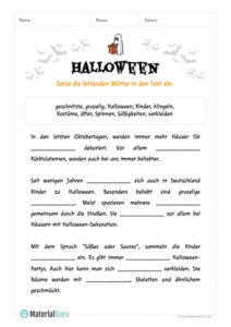 Halloween - Kostenlose Arbeitsblätter