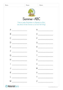 Sommer - Kostenlose Arbeitsblätter