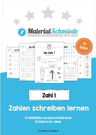 Zahl 1 schreiben lernen - MaterialGuru
