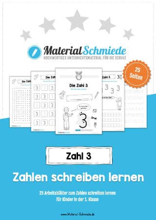 Zahl 3 schreiben lernen - MaterialGuru